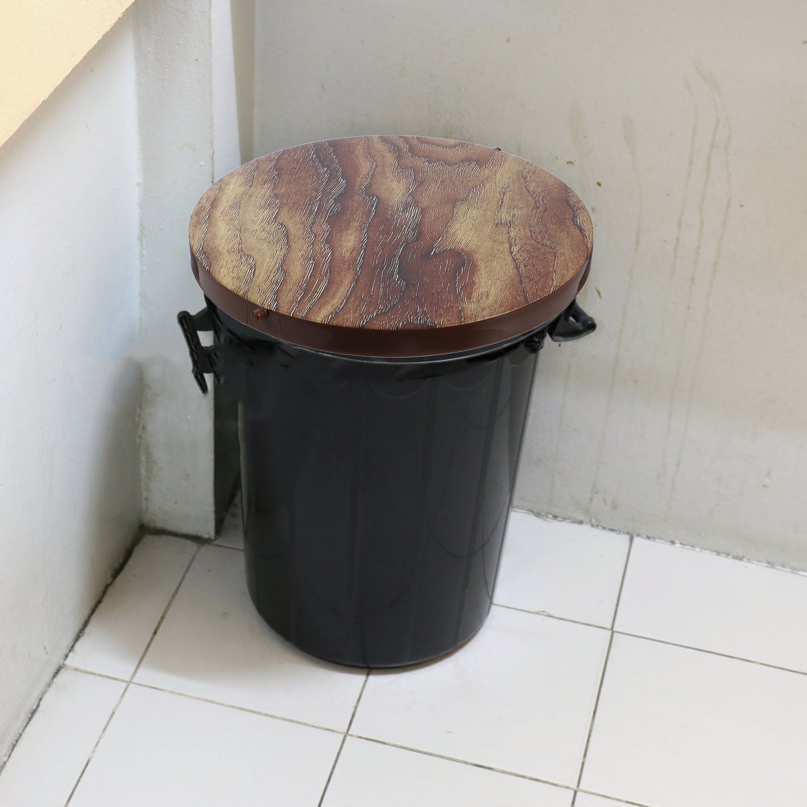 WEAVILUX Trash Can Lid Replacement Square Wood Odor Prevention ...