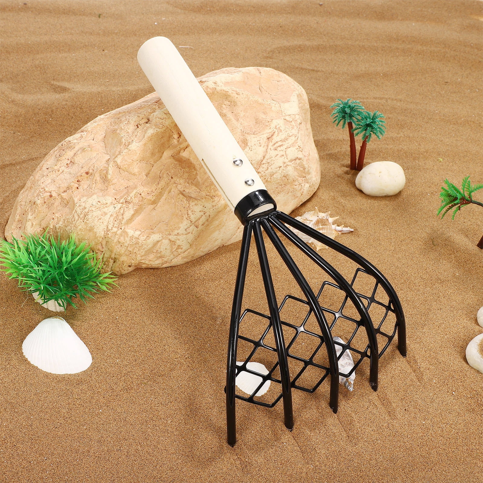 WEAVILUX 2Set Clam Rakes Carbon Steel Wood for Seafood Digging Beach ...