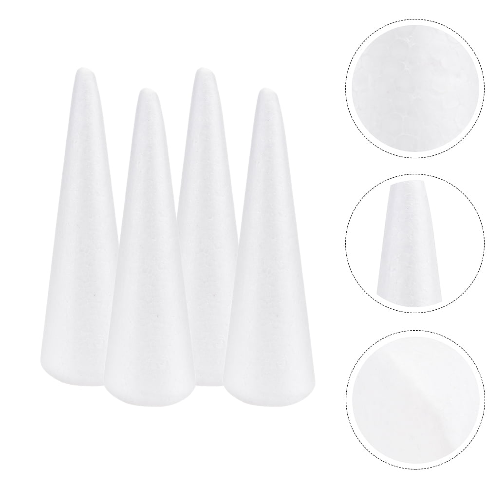 WEAVILUX 4Pcs Decorative Foams Cones for School Projects White 11.8X4 ...