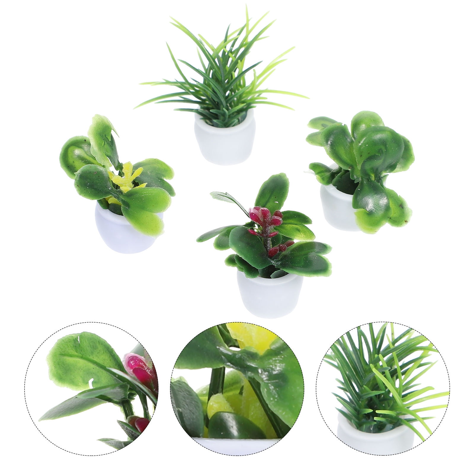 WEAVILUX 4Pcs Mini House Miniature Plant Models Tiny Model Plants For ...