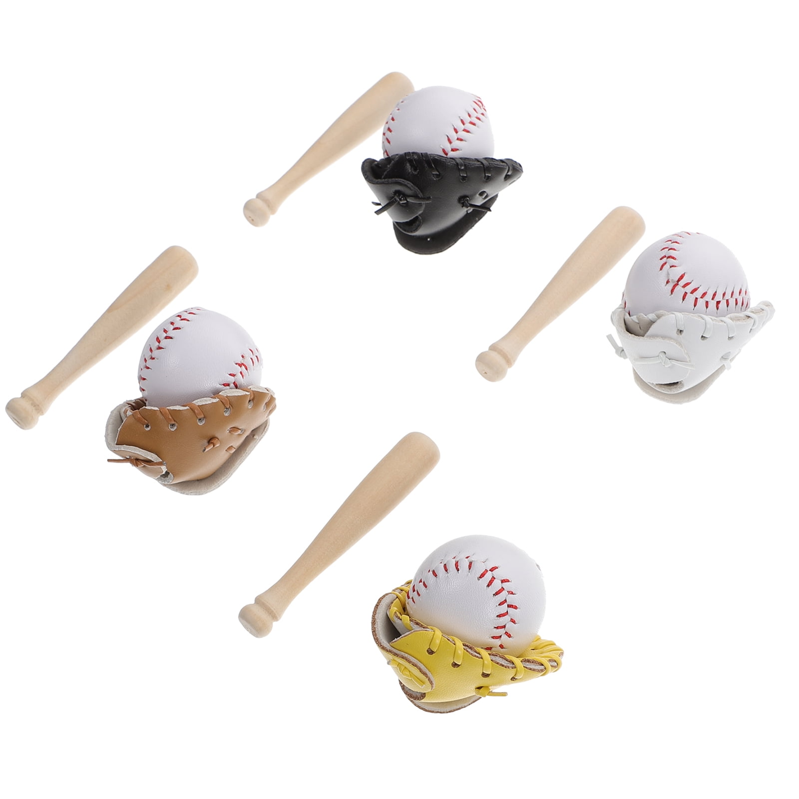 WEAVILUX 4Set Yellow Miniature Baseballs And Bats For Birthday ...