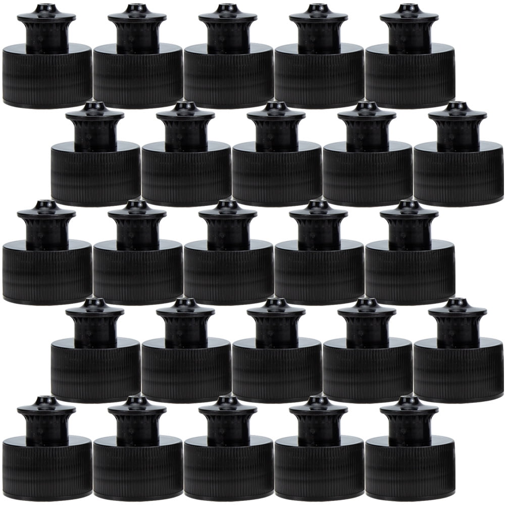 WEAVILUX 50Pack Water Bottle Push Pull Lid Black Plastic 3.5x3cm ...