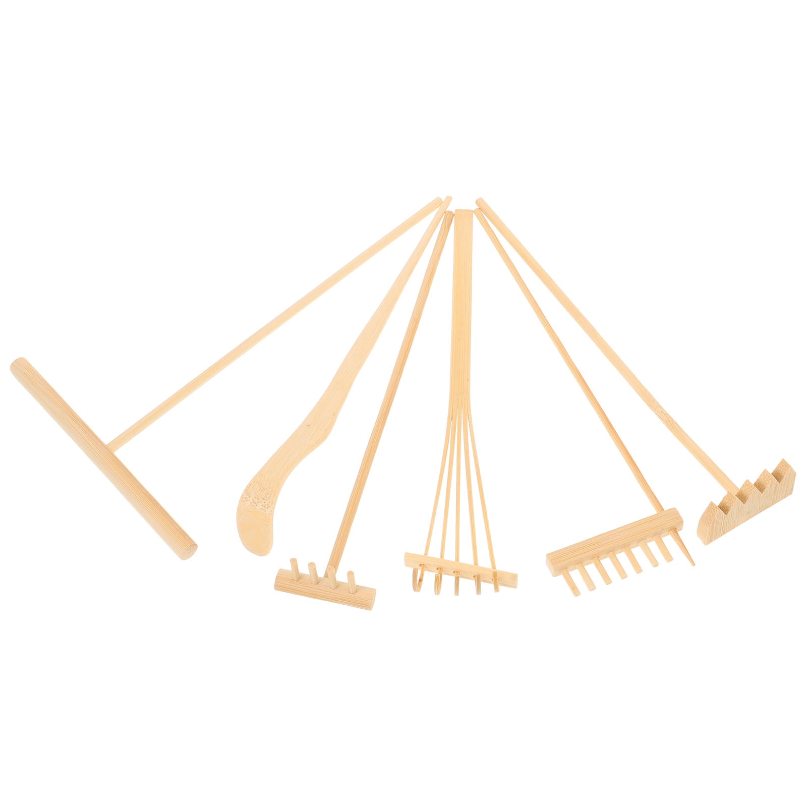 WEAVILUX 6 Pcs Bamboo Garden Tool for Small Garden with Miniature Rake ...