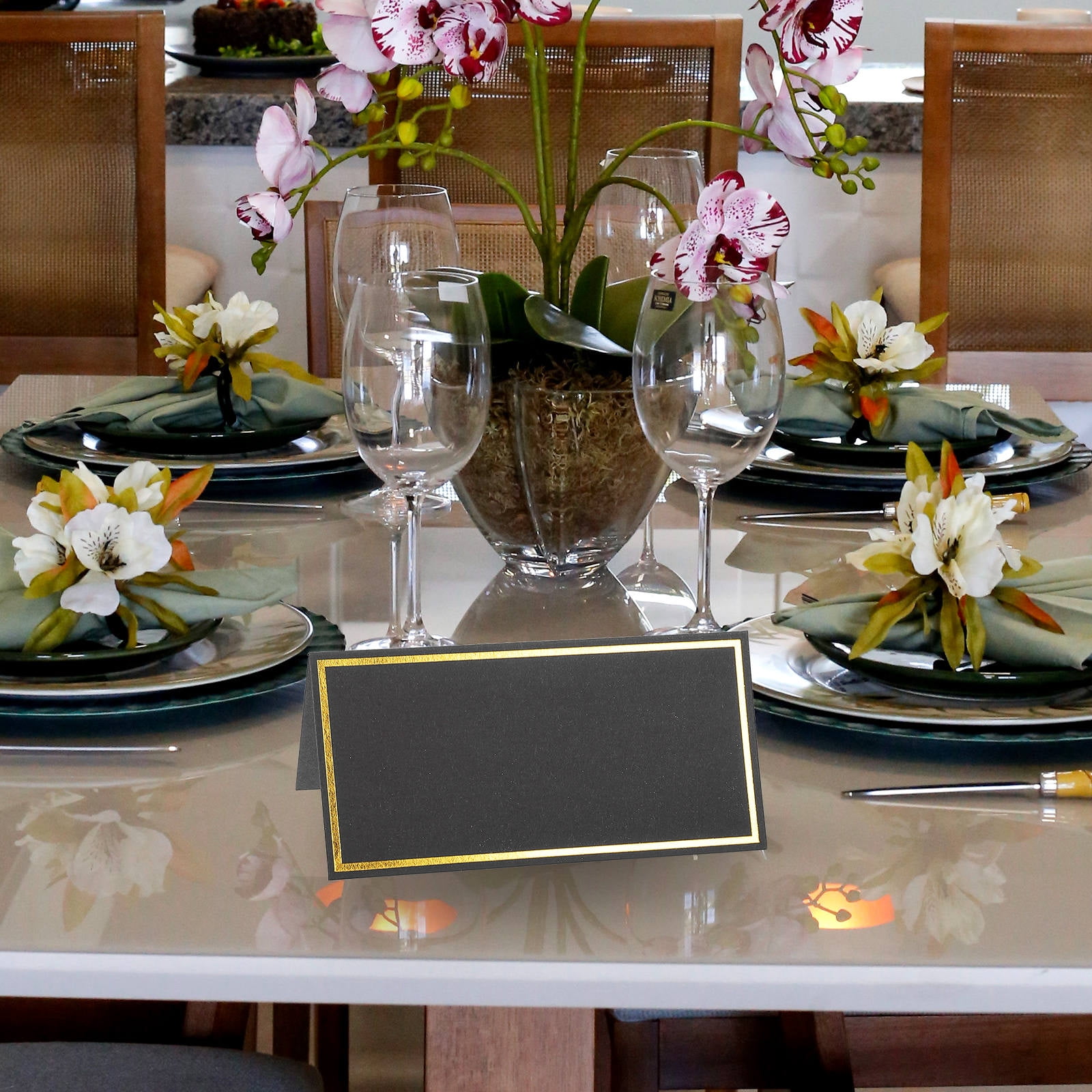 WEAVILUX Black Iridescent Paper Seating Card 50Set for Wedding Tables ...