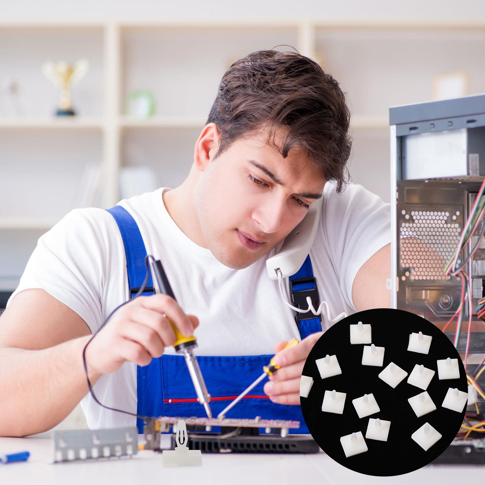 WEAVILUX Cylindrical White Pp Pcb Plastic Column 100Pcs for Pcb Board ...