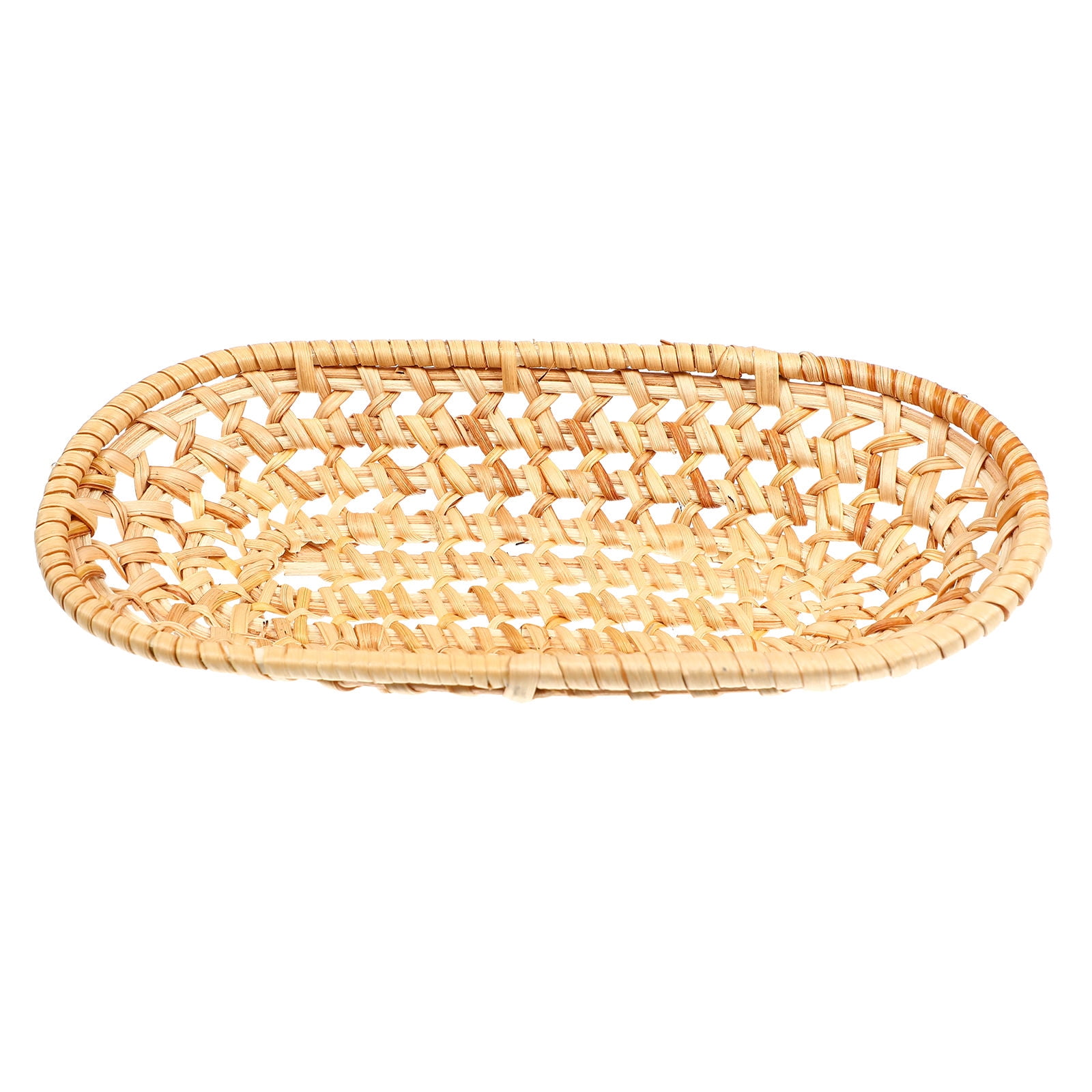 WEAVILUX Rattan Woven Tray Rectangular Khaki 7.1x3.8x1.4in 1 Set Modern ...