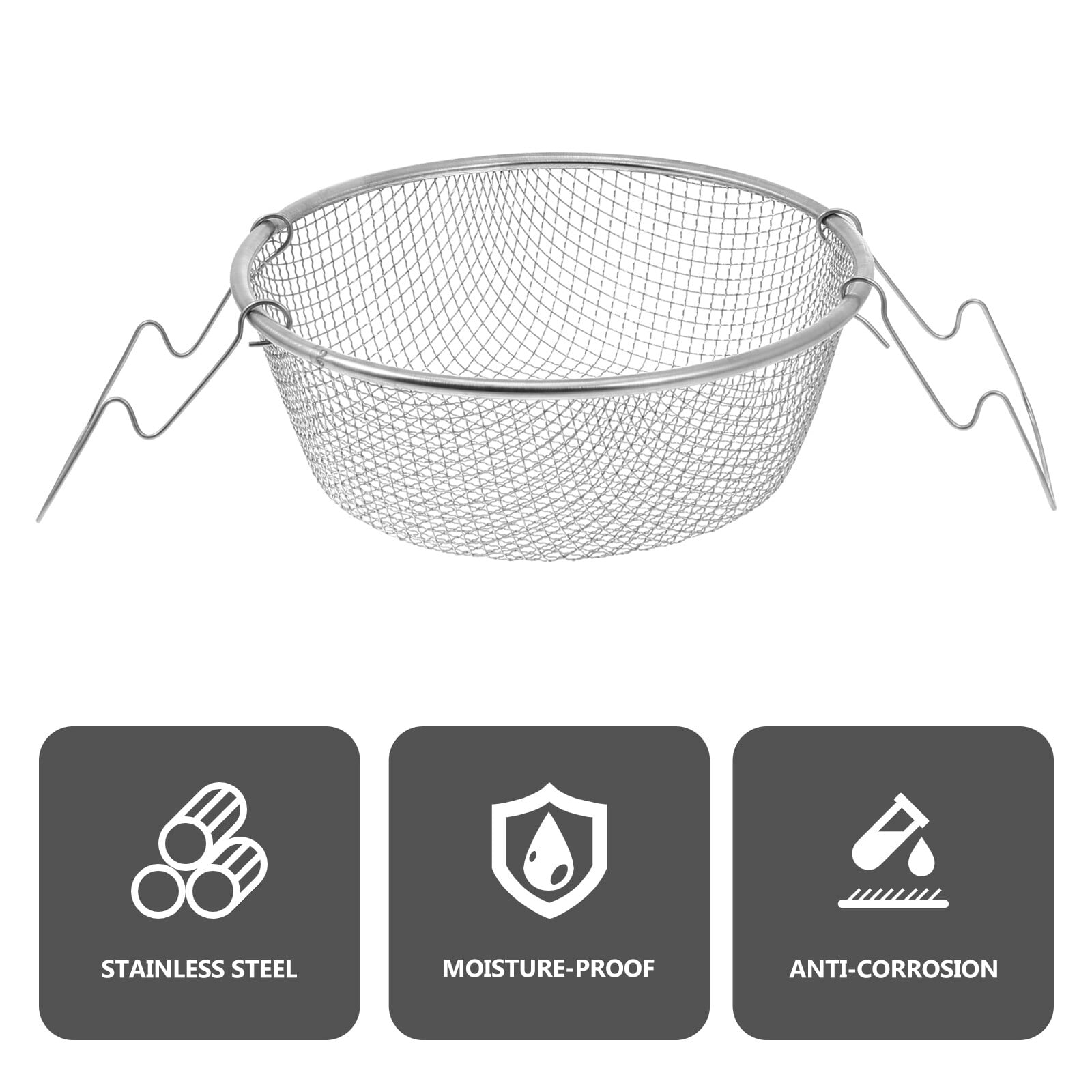 WEAVILUX Silver Frying Basket 1Set For Frying And Filtering In Kitchen ...