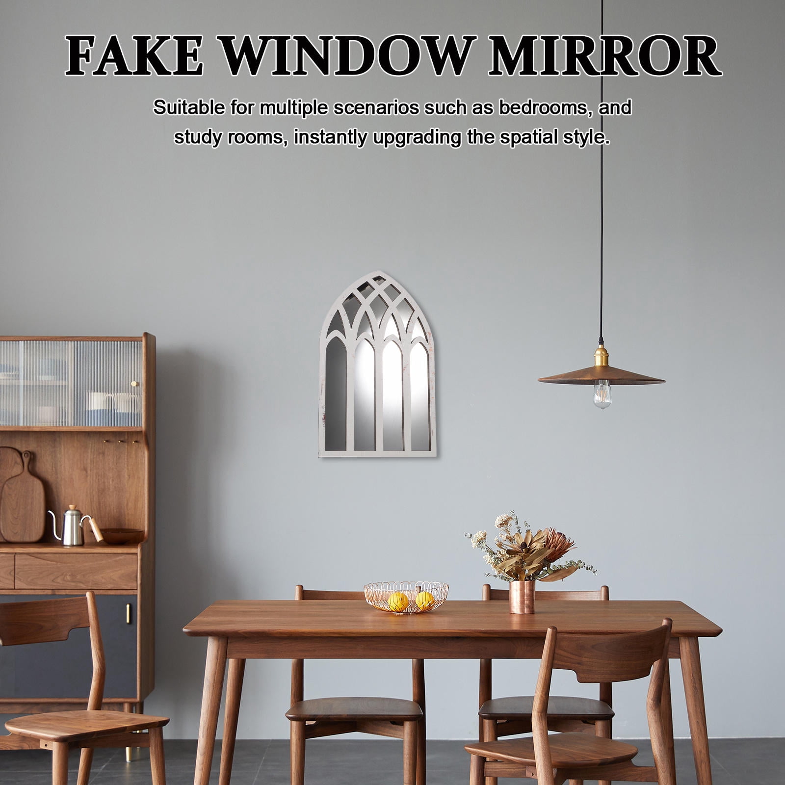 WEAVILUX White Arched Window Pane Wall Mirror for Home Decoration, Easy ...