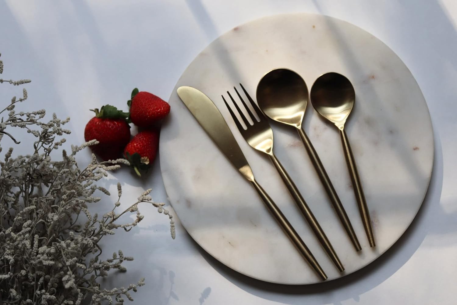 WEAVING HOMES Handmade Gold Cutlery Set of 4 Cutlery Golden Cutlery ...