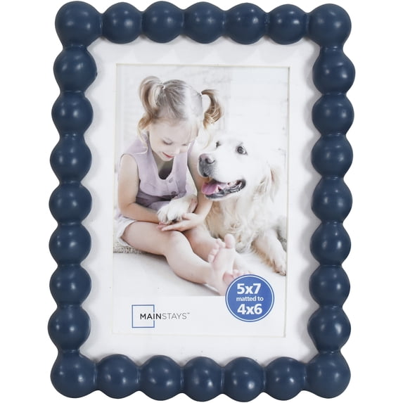 Mainstays Washed Indigo Bubble Beaded 5x7 Picture Frame Matted to 4x6 ...
