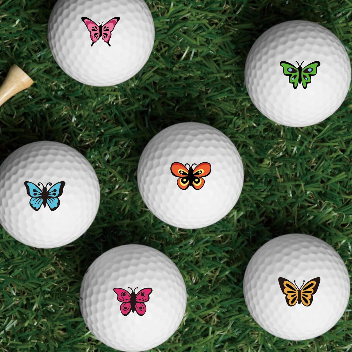 WEBEEDY 2 Sheets Colorful Butterfly Golf Ball Markers 32 Pcs Golf Ball Marking Stickers for ...