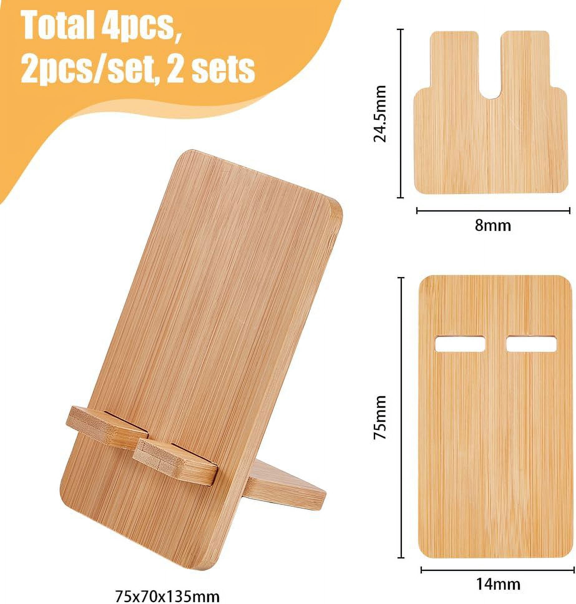 WEBEEDY Bamboo Mobile Phone Holders Rectangle BurlyWood 7.5x7x13.5cm 2 ...