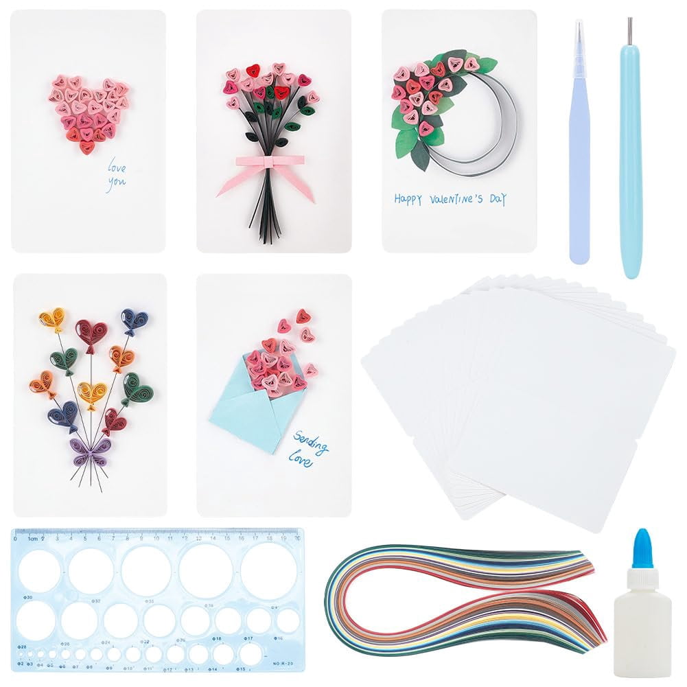 WEBEEDY Paper Quilling Kit 20 Sets Love Theme Card Quilling Kit with ...