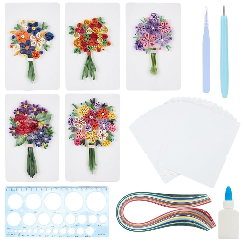WEBEEDY Paper Quilling Kit KEF16 20 Sets Flower Card Quilling Kit with ...