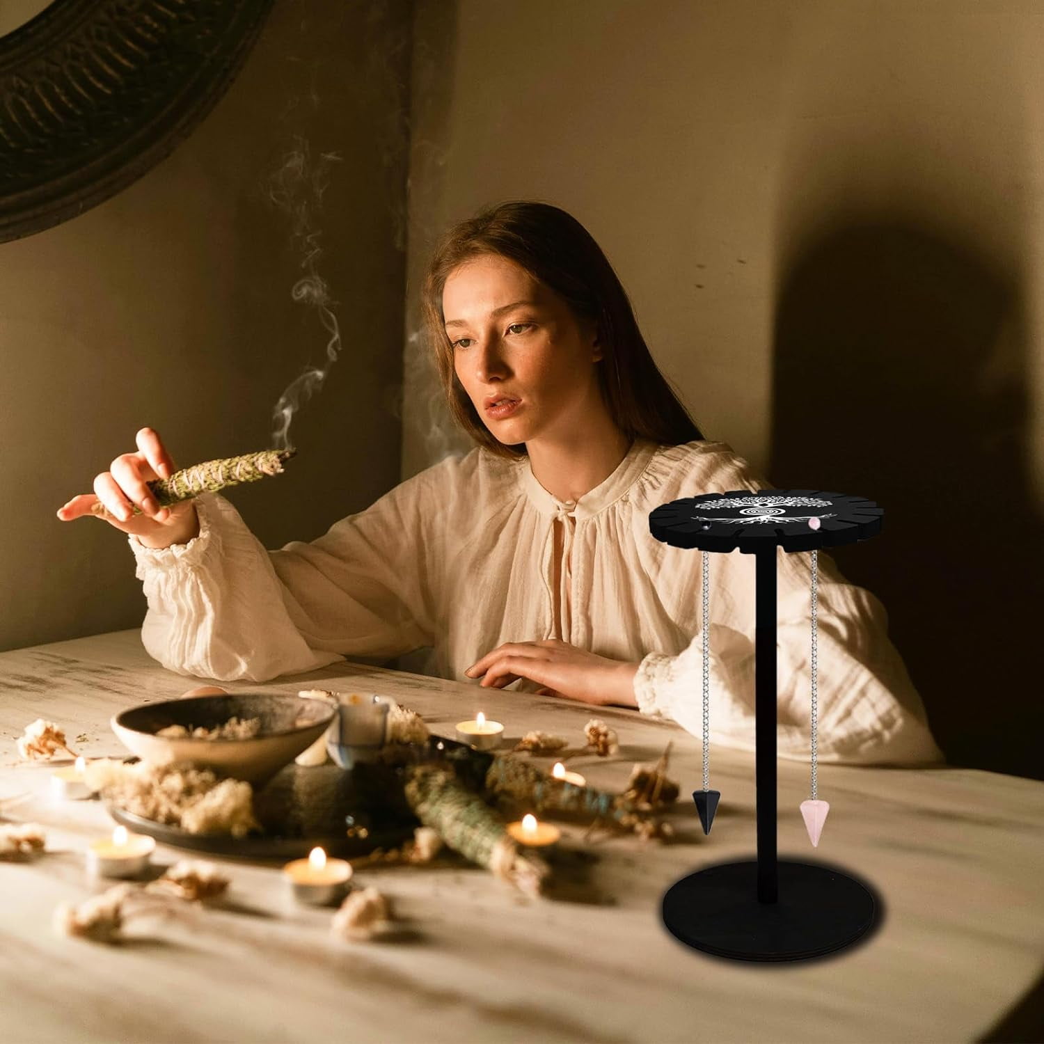 WEBEEDY Wooden Wheel Wooden Display Shelf Black Holder Stand Rustic ...