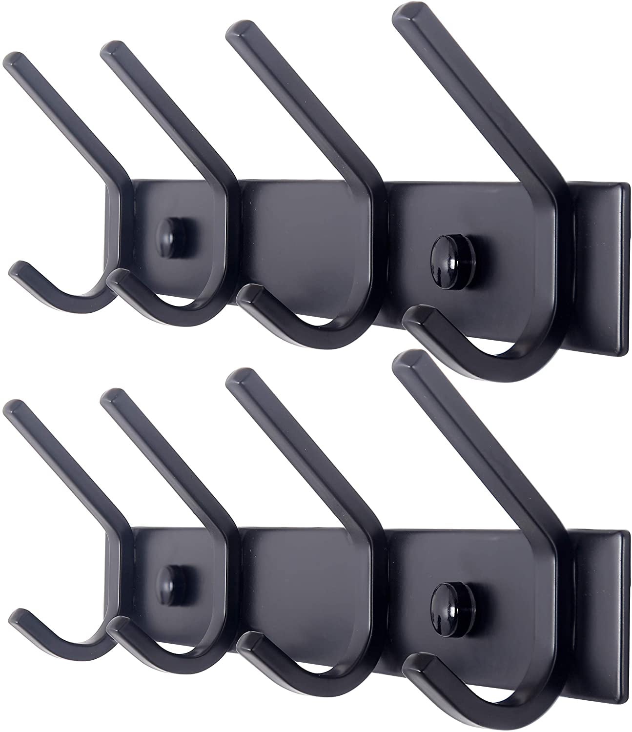 WEBI 2 Packs 4-Hook Coat Hook Rack, Premium Steel, Heavy Duty, Wall ...