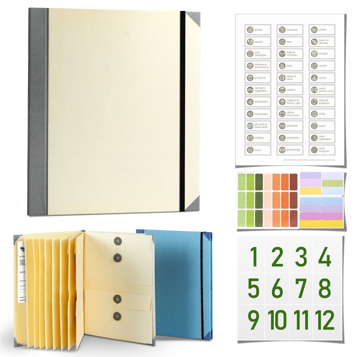 WEDAN Premium Fabric Binder with Elastic Closure & Customizable Labels ...