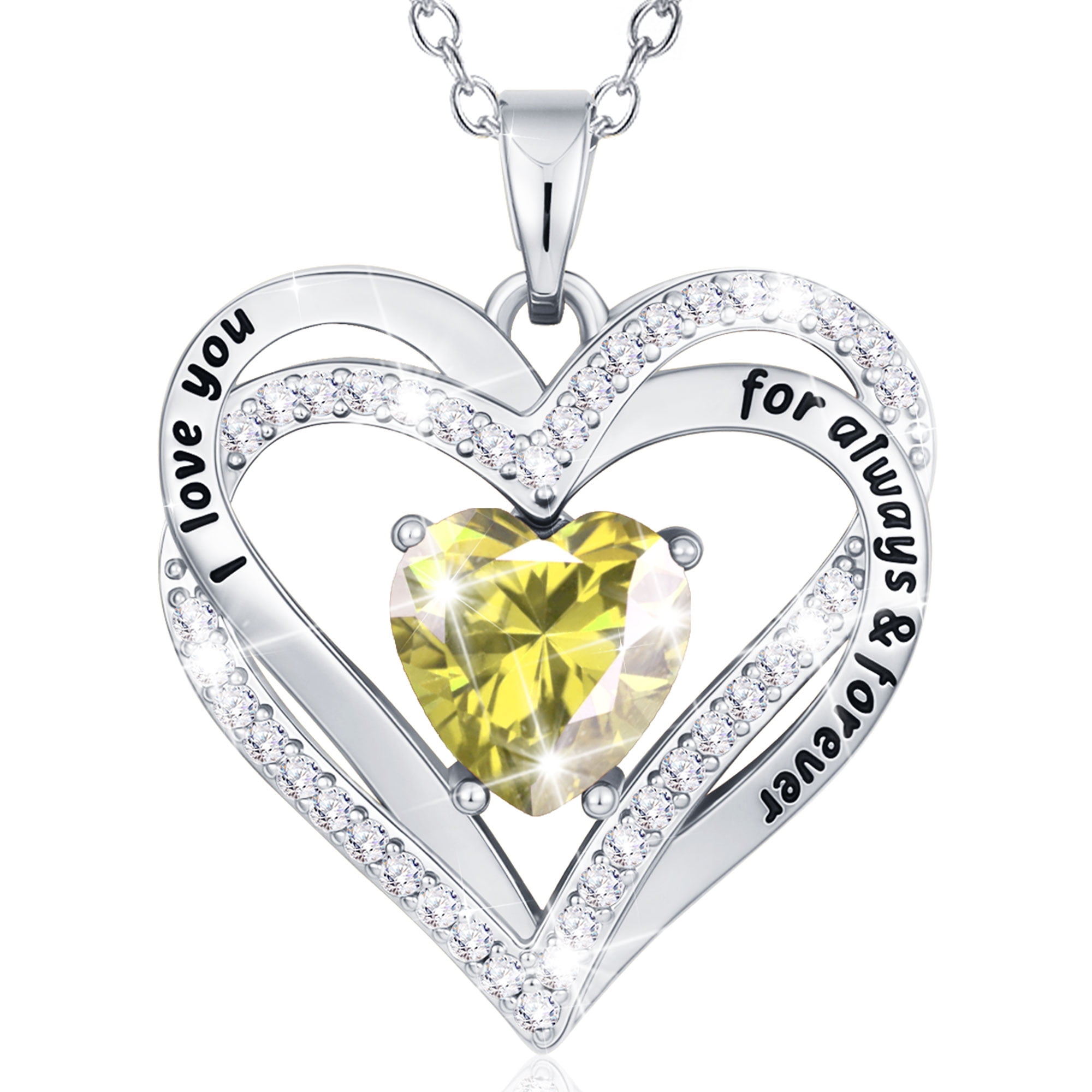 WEDDINEN 18K White Gold Plated Love Heart Necklaces for Women Girls ...