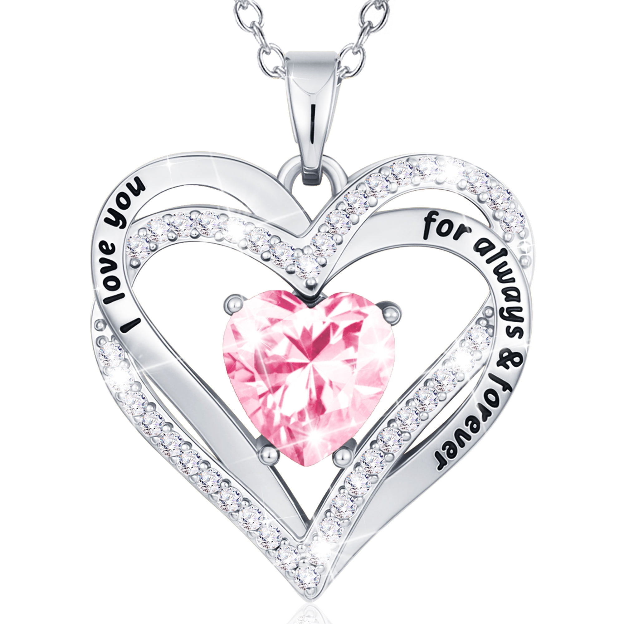 WEDDINEN S925 Sterling Silver Plated Love Heart Necklaces for Women ...