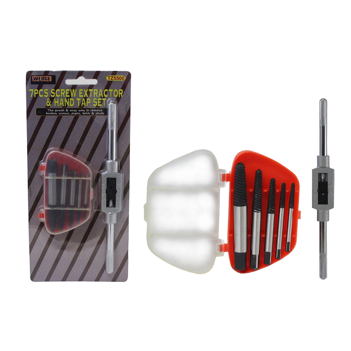 WEDGE 7 Piece Screw Extractor Set | Chrome Steel Construction | 5 ...