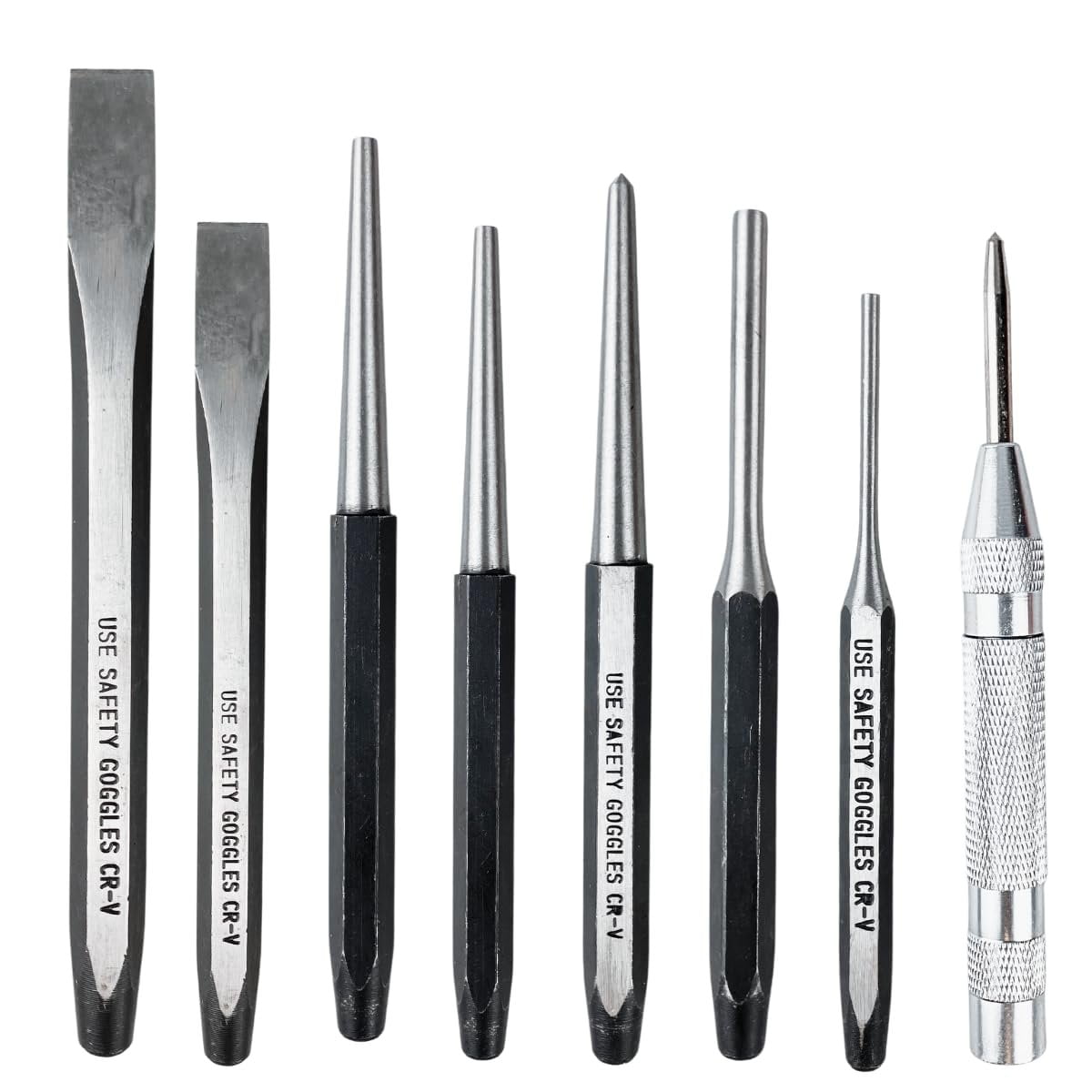 WEDGE 8-Piece Punch & Chisel Set Extra Strong Alloy Steel Precision ...