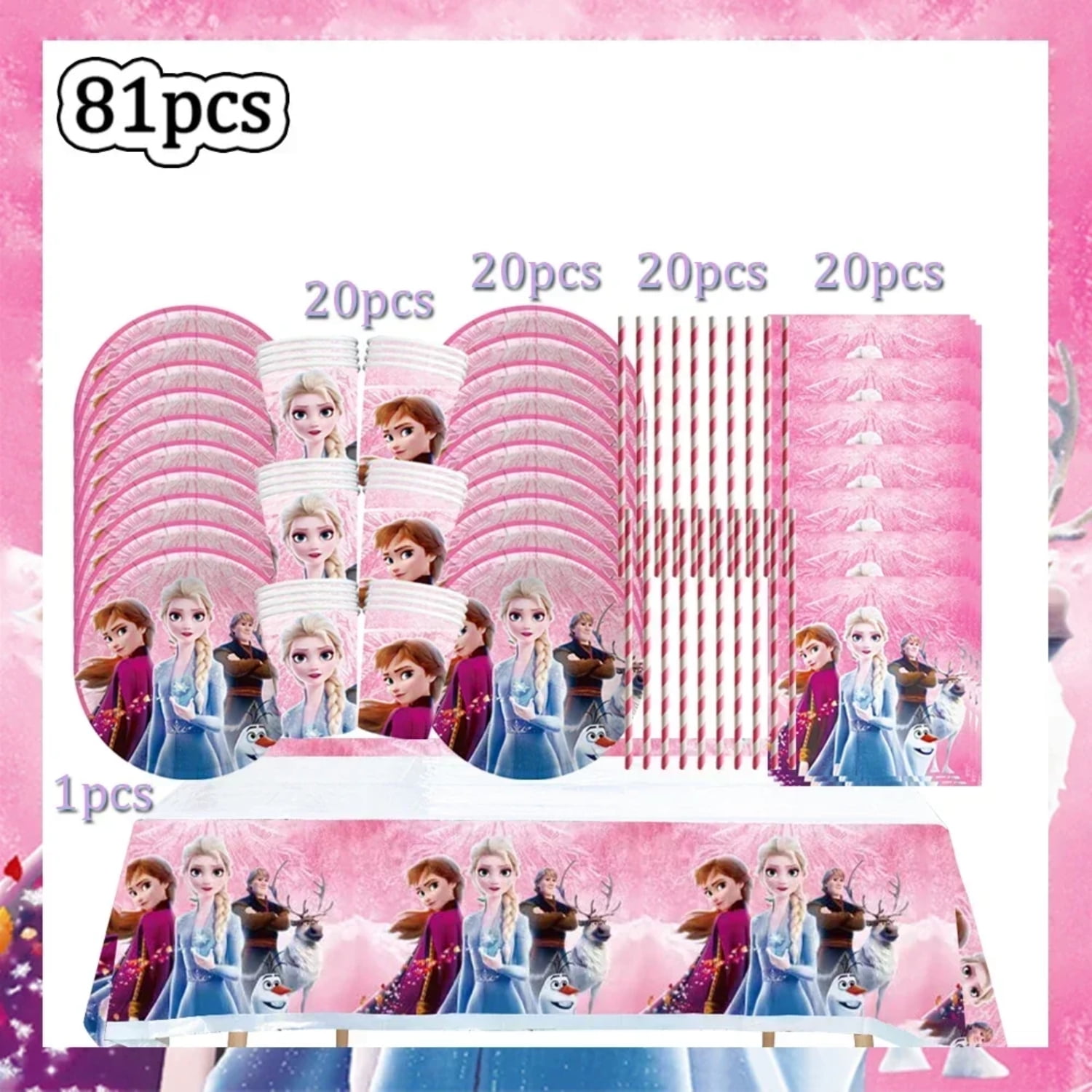 WEDURLA Elegant Pink Theme Disposable Party Supplies - Paper Cups ...