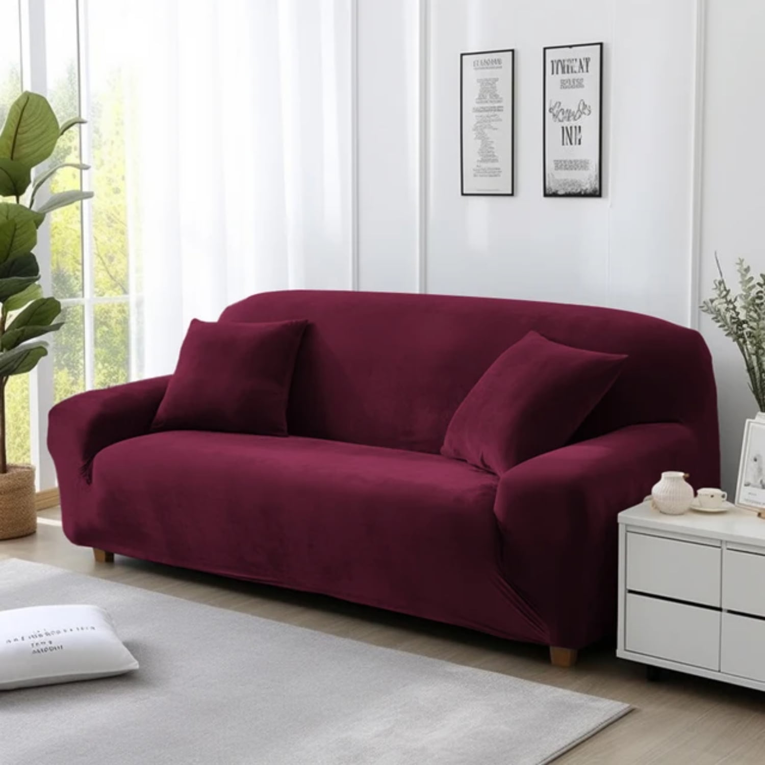 WEDURLA Thick Luxurious Velvet Elastic L Shaped Corner Sofa Cover ...