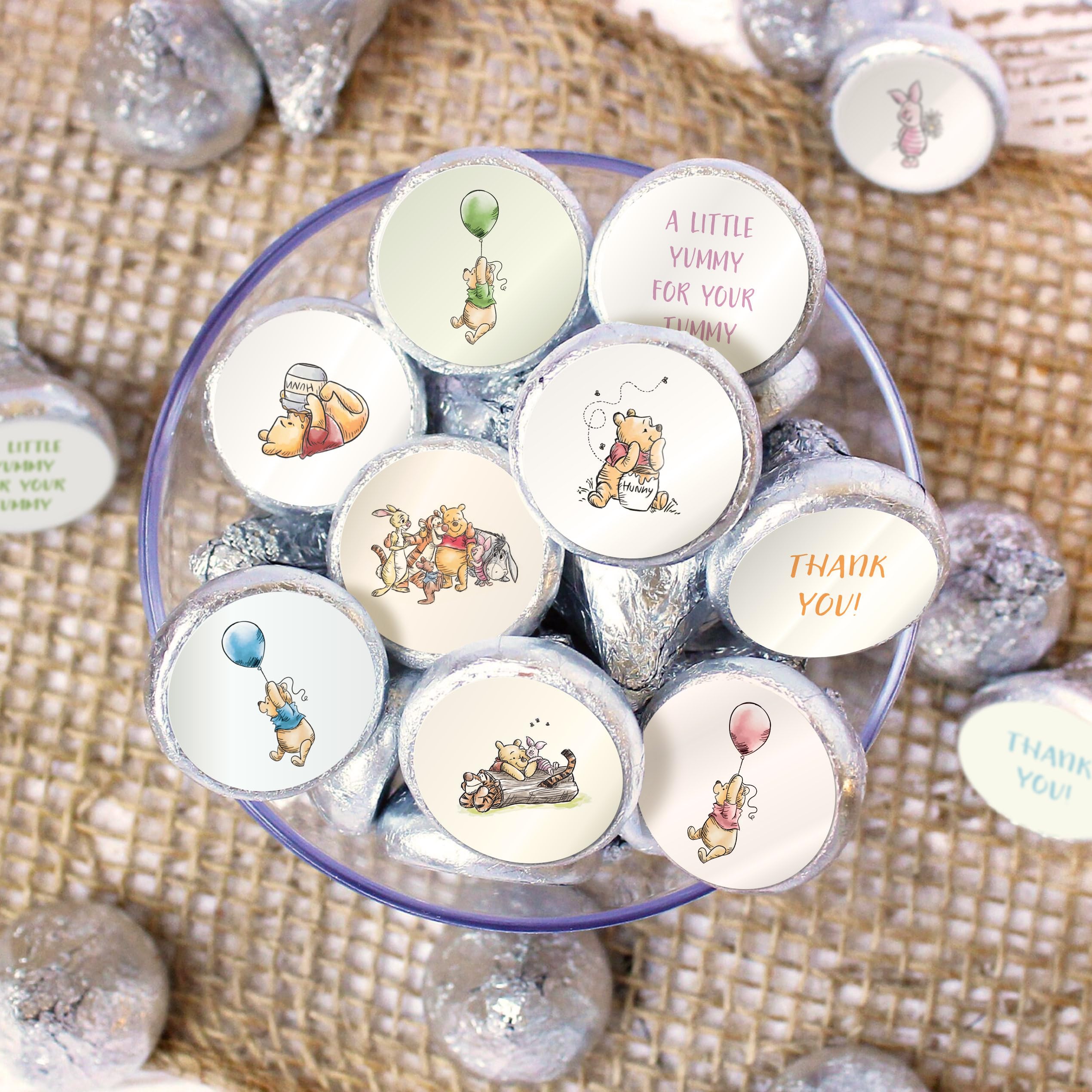 WEECUTES® Winnie Baby Shower Decorations Mini Kisses Sticker New Pooh ...