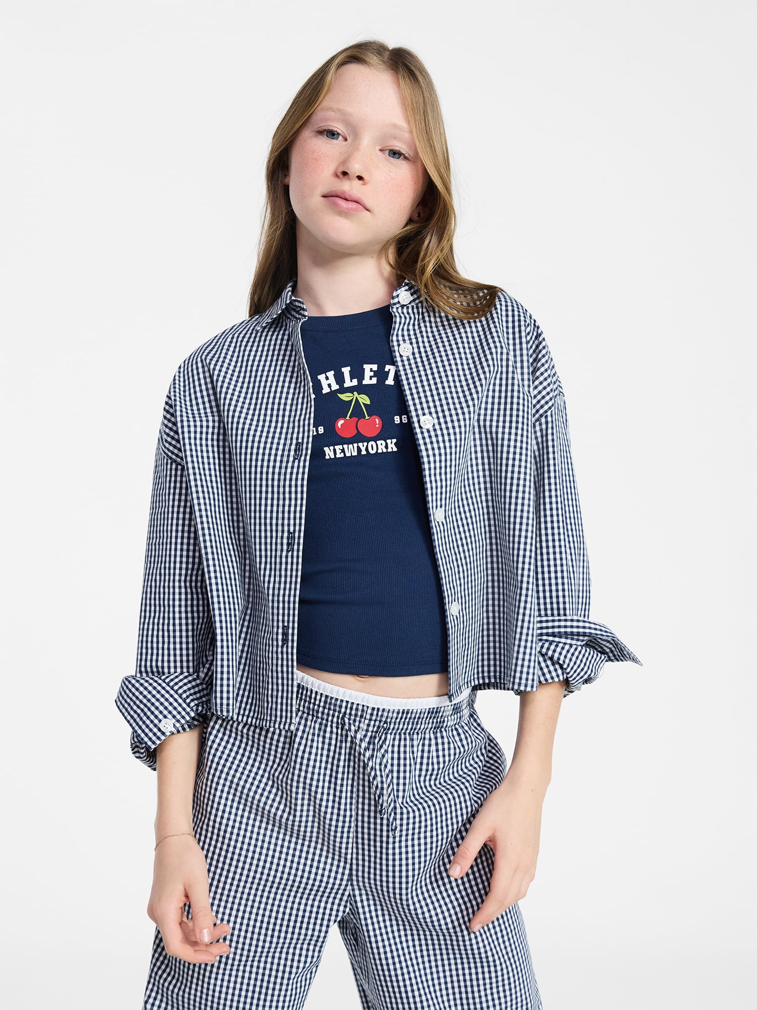 Weekend Academy Girls Button Up Shirt with Long Sleeves, Sizes 4-18 ...