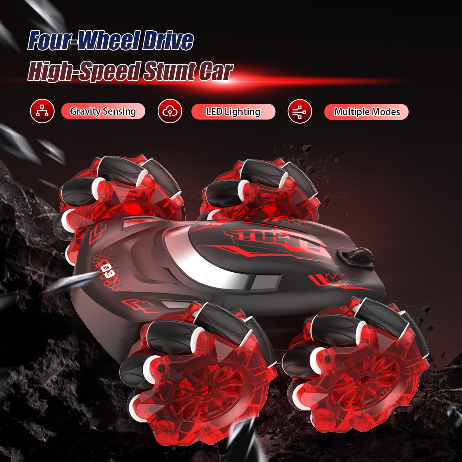 WEEKEND COME Remote-Controlled Double-Sided Stunt Car Toy, 4-Wheel ...