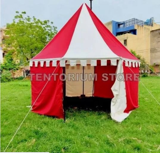 WEEKEND SALE Medieval Round Pavilion Red & White 4m Tent Functional ...
