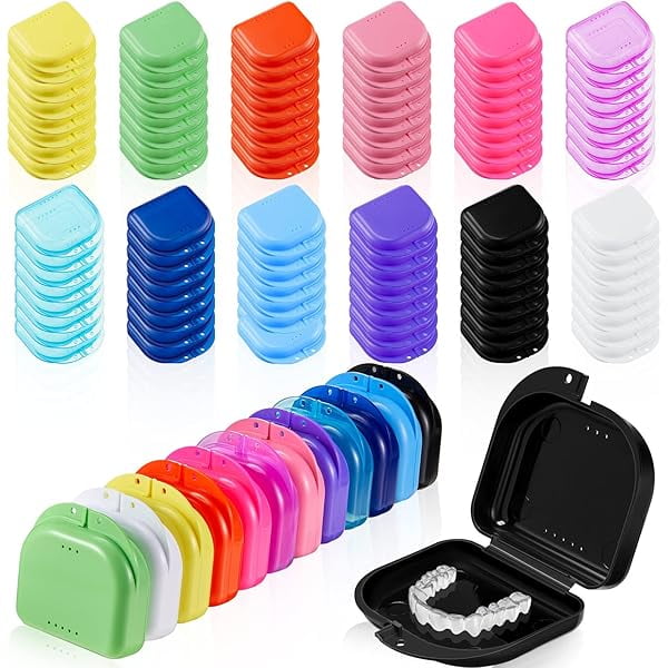 WEEKS 120 Pcs Dental Retainer Cases Bulk with Holes 12 Colors Denture ...