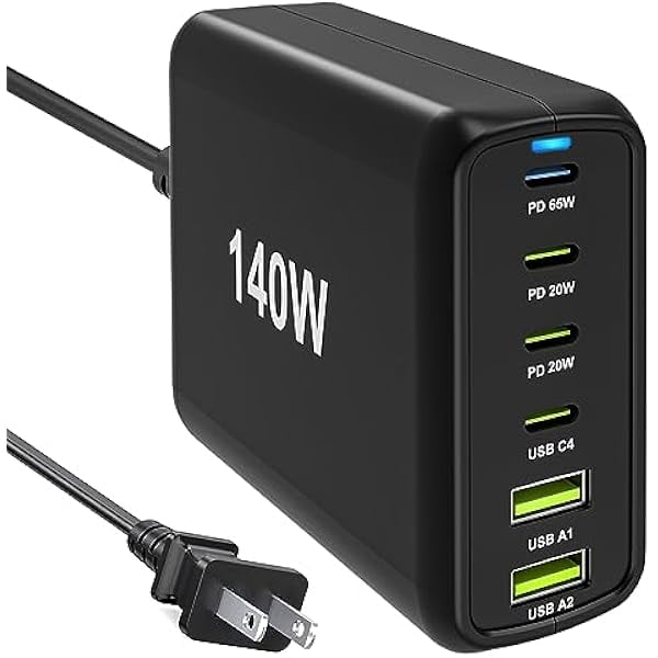 WEEKS 140W USB C Multiport Charger with PPS PD65W Dual PD20W, Fast 6 ...