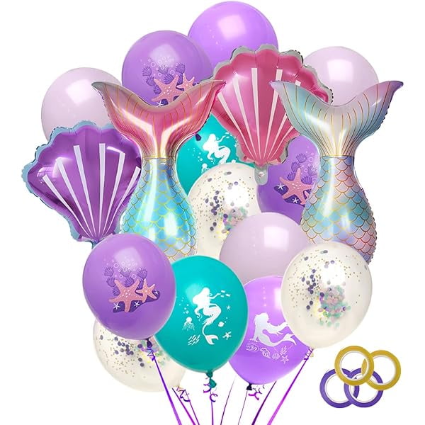 WEEKS 28 pcs Mermaid Balloons for Party Girls Kids Under The Sea Theme ...