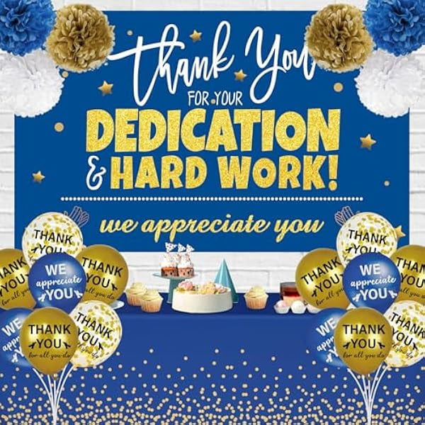 WEEKS We Appreciate You Decorations: Blue and Gold Appreciate Banner ...