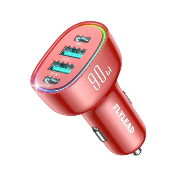 WEEKS Car Charger USB C 90W 4-Port Car Phone Charger Compatible with ...