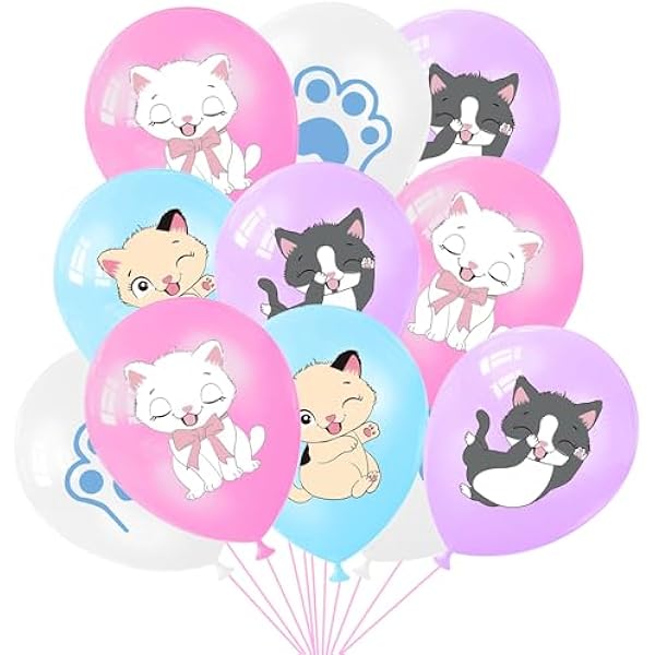WEEKS Cat Party Balloons Kitty Balloons for Birthday Decoration 16 ...