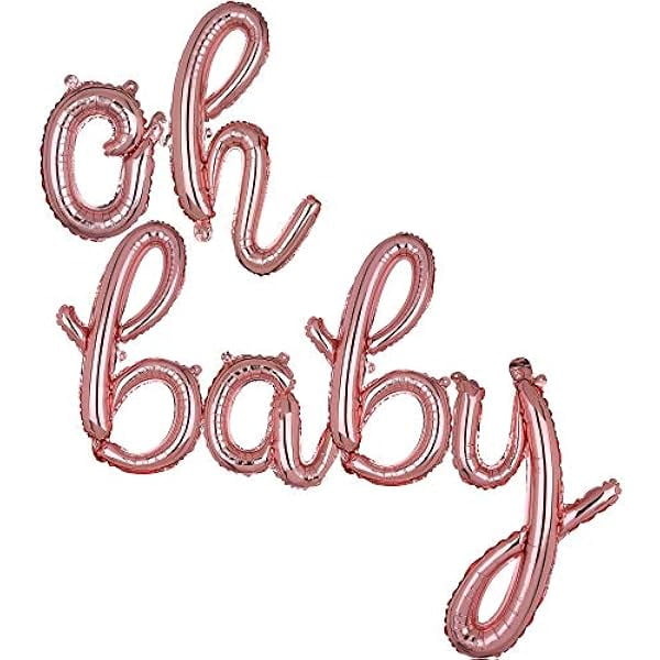 WEEKS Cursive OH Baby Rose Gold Letter Foil Mylar Balloons Banner ...