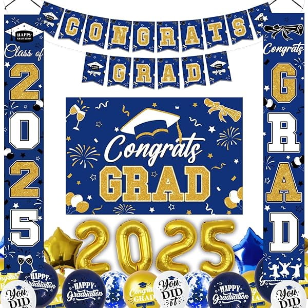 WEEKS Graduation Decorations Class of 2025: Blue & Gold Graduation ...