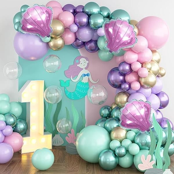 WEEKS Mermaid Balloon Arch Kit, Mermaid Balloon Garland Kit Pastel Pink ...