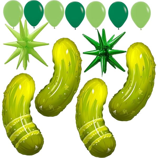 WEEKS Pickle Party Decorations – 14 Pcs Green Dill Pickle Foil Balloons ...