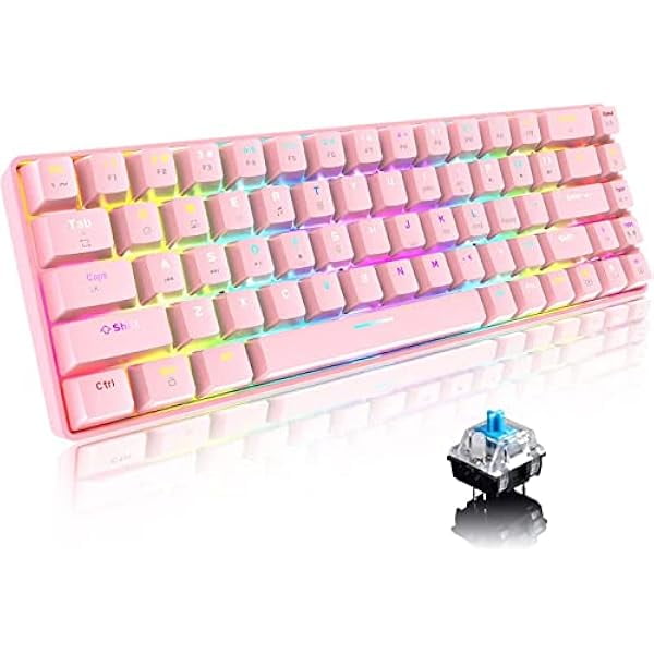 WEEKS T8 Pro 60% Wired Mechanical Gaming Keyboard,18 Chroma RGB Backlight,Compact 68 Full Anti ...