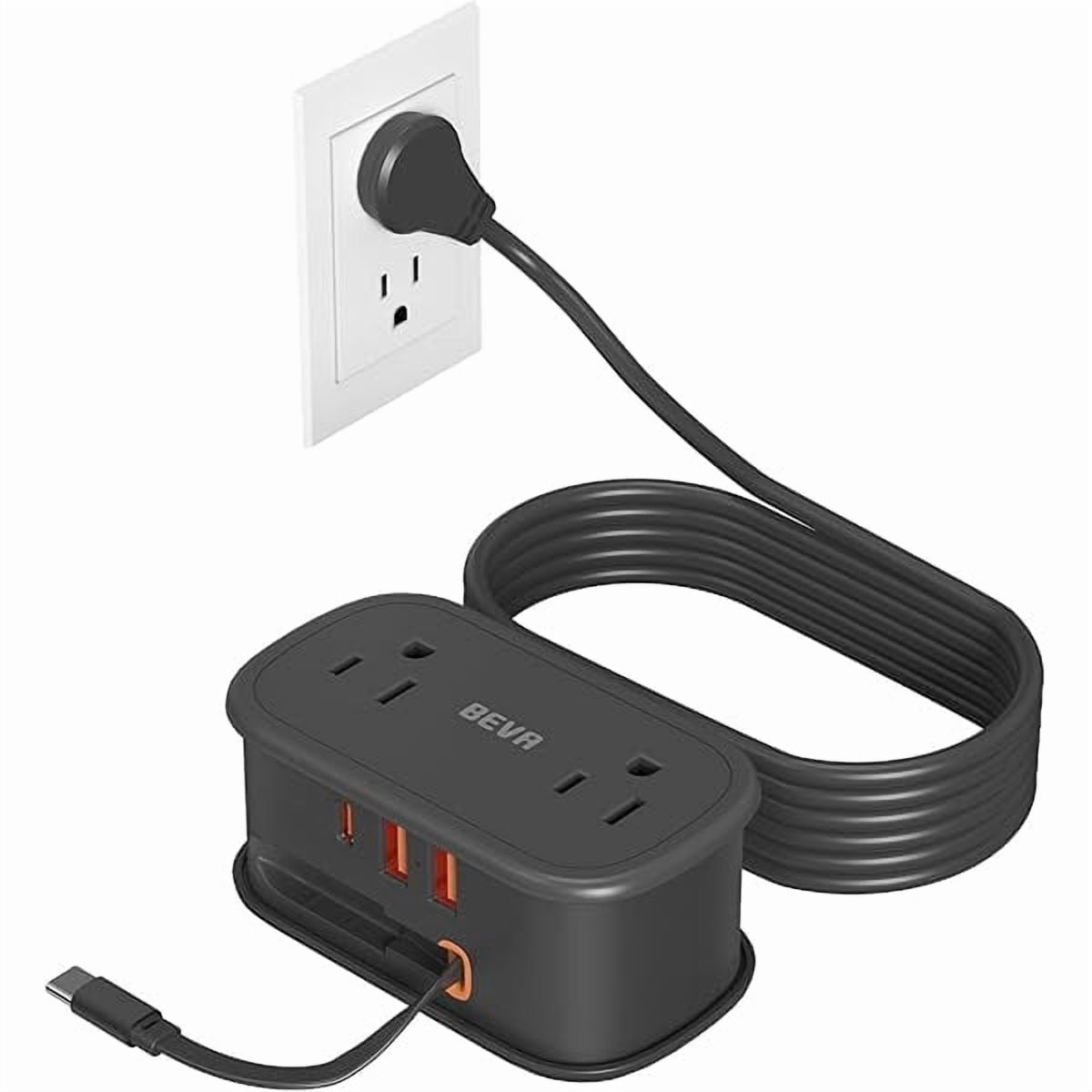WEEKS Travel Power Strip, 5ft Flat Plug Extension Cord with Retractable ...