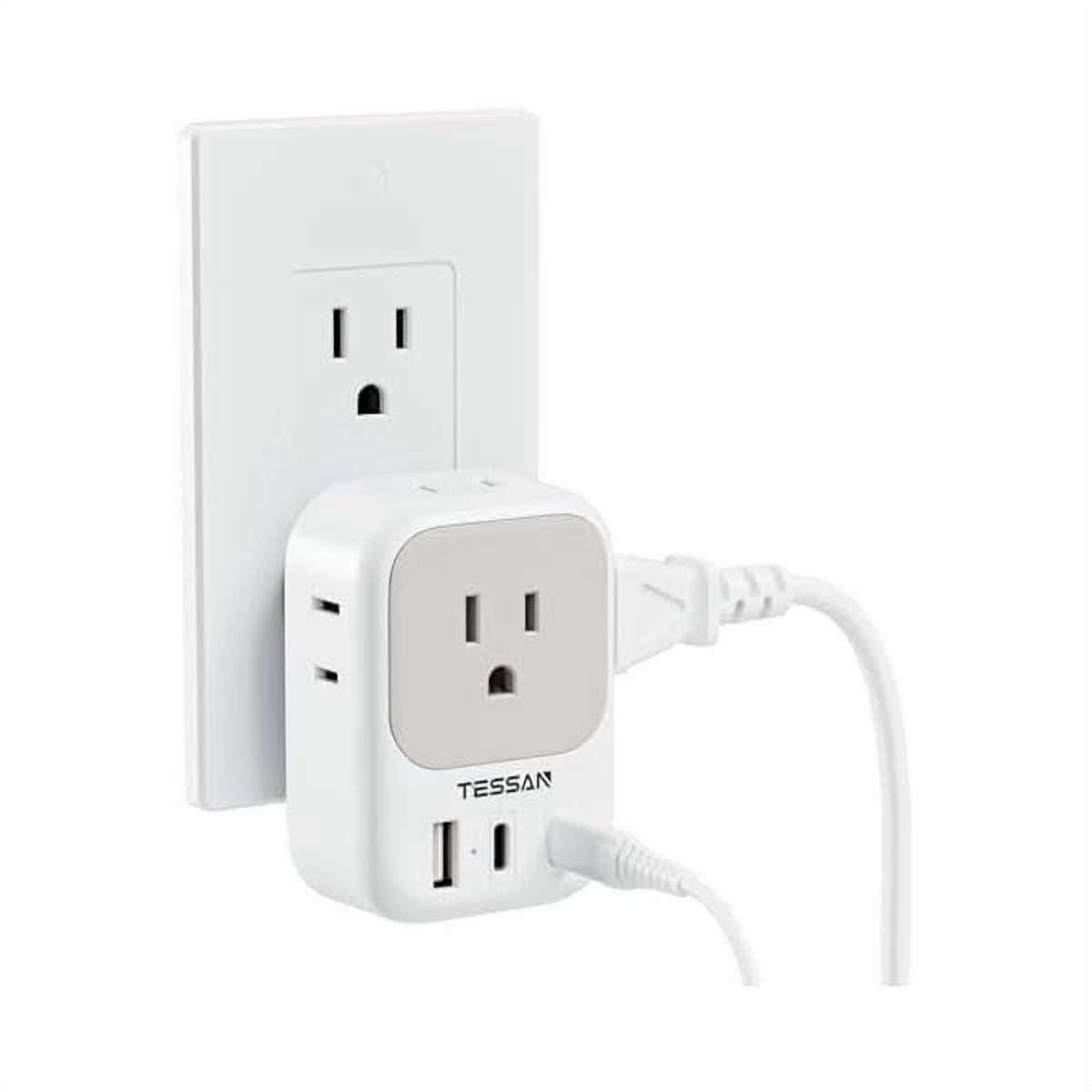 WEEKS USB Wall Charger, Outlet Splitter with 4 AC Outlets Extender and ...