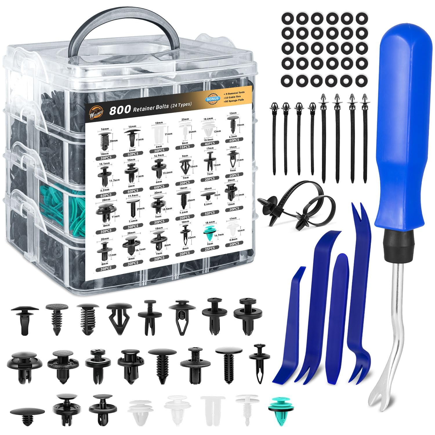 WEELMOTO 800Pcs Car Push Retainer Clips & Auto Fasteners Assortment -24 ...