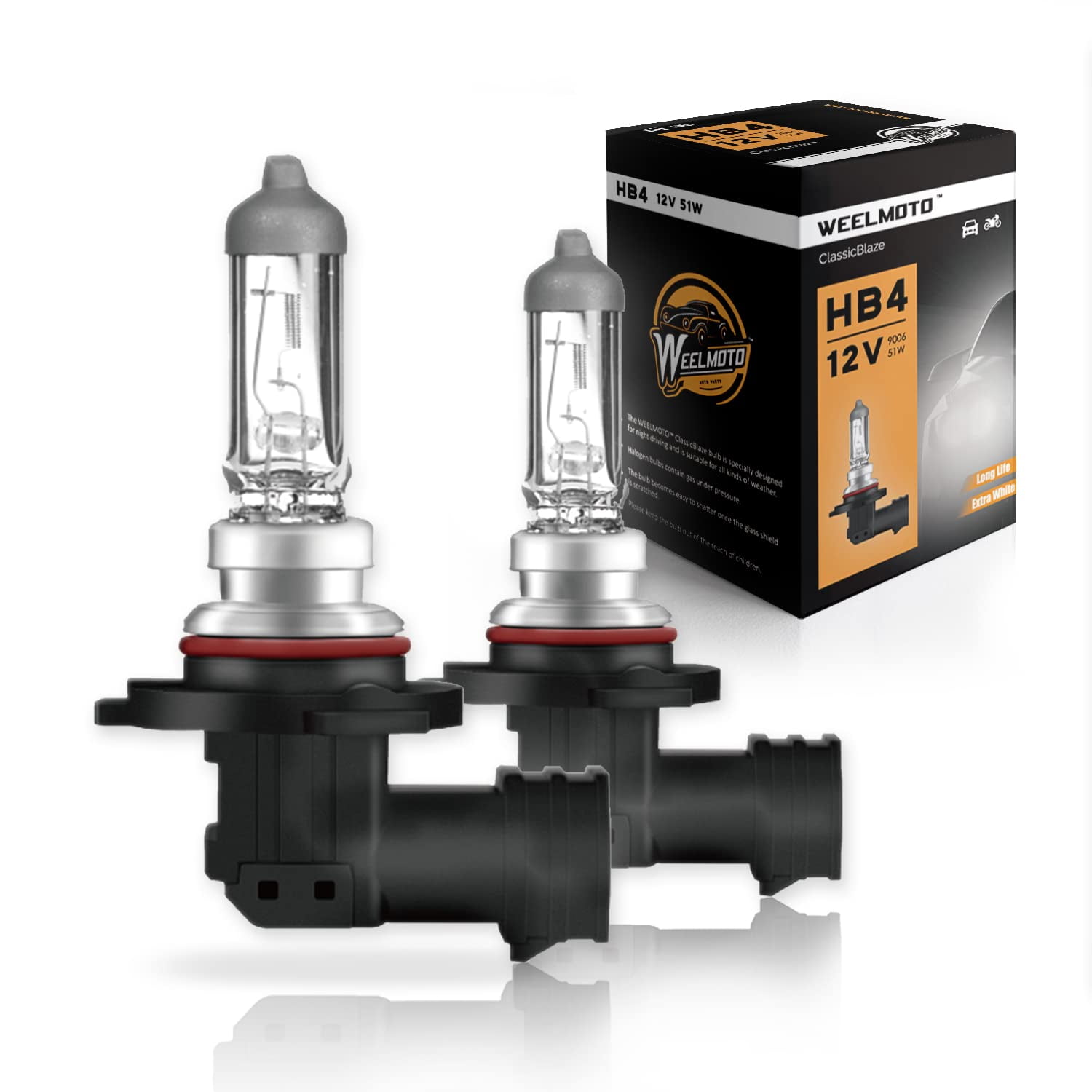 WEELMOTO 9006 HB4 Halogen CM31 Car Headlight Bulb, Super White Light, P22d 12V/51W, IP67, 9006 ...