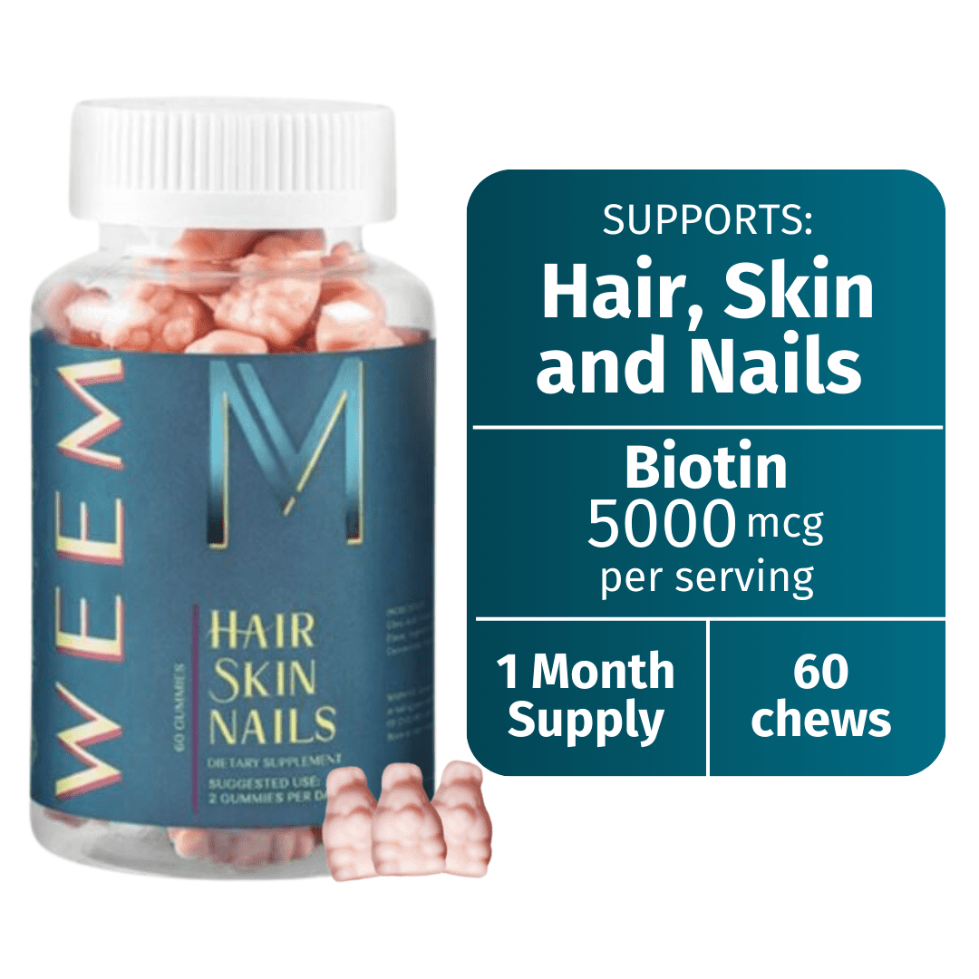 WEEM- Hair, Skin & Nails Gummies, Gluten Free, Vegan, Cruelty-free 60 ...