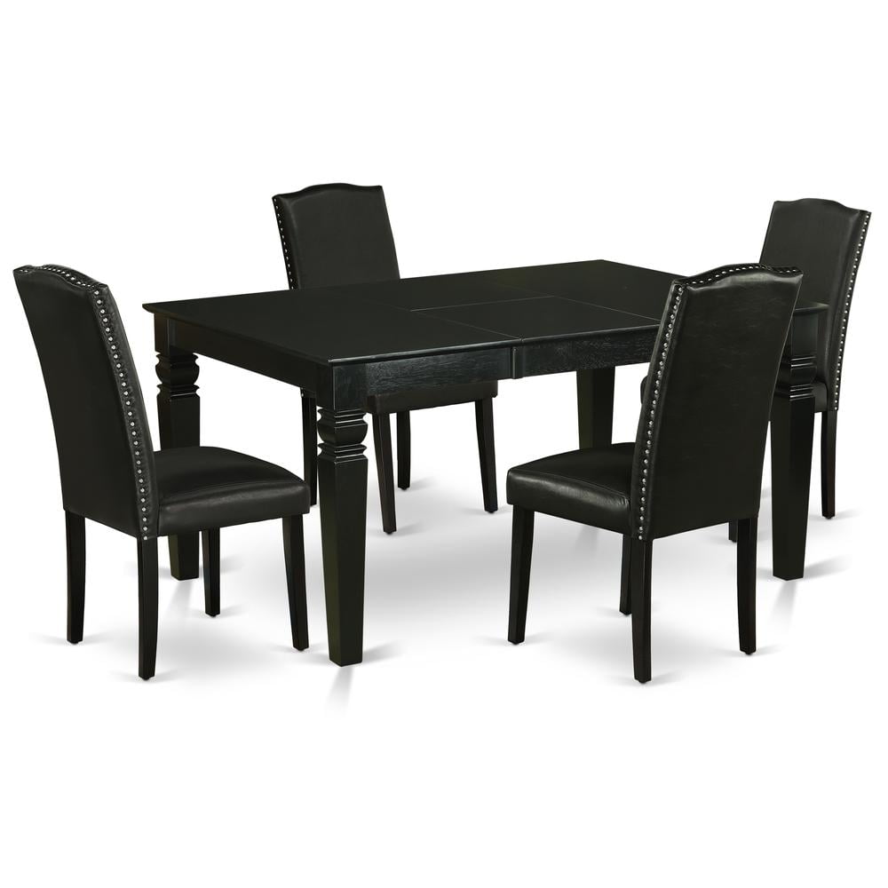 WEEN5-BLK-69 5Pc Rectangle 42/60 Inch Kitchen Table With 18 In Self ...