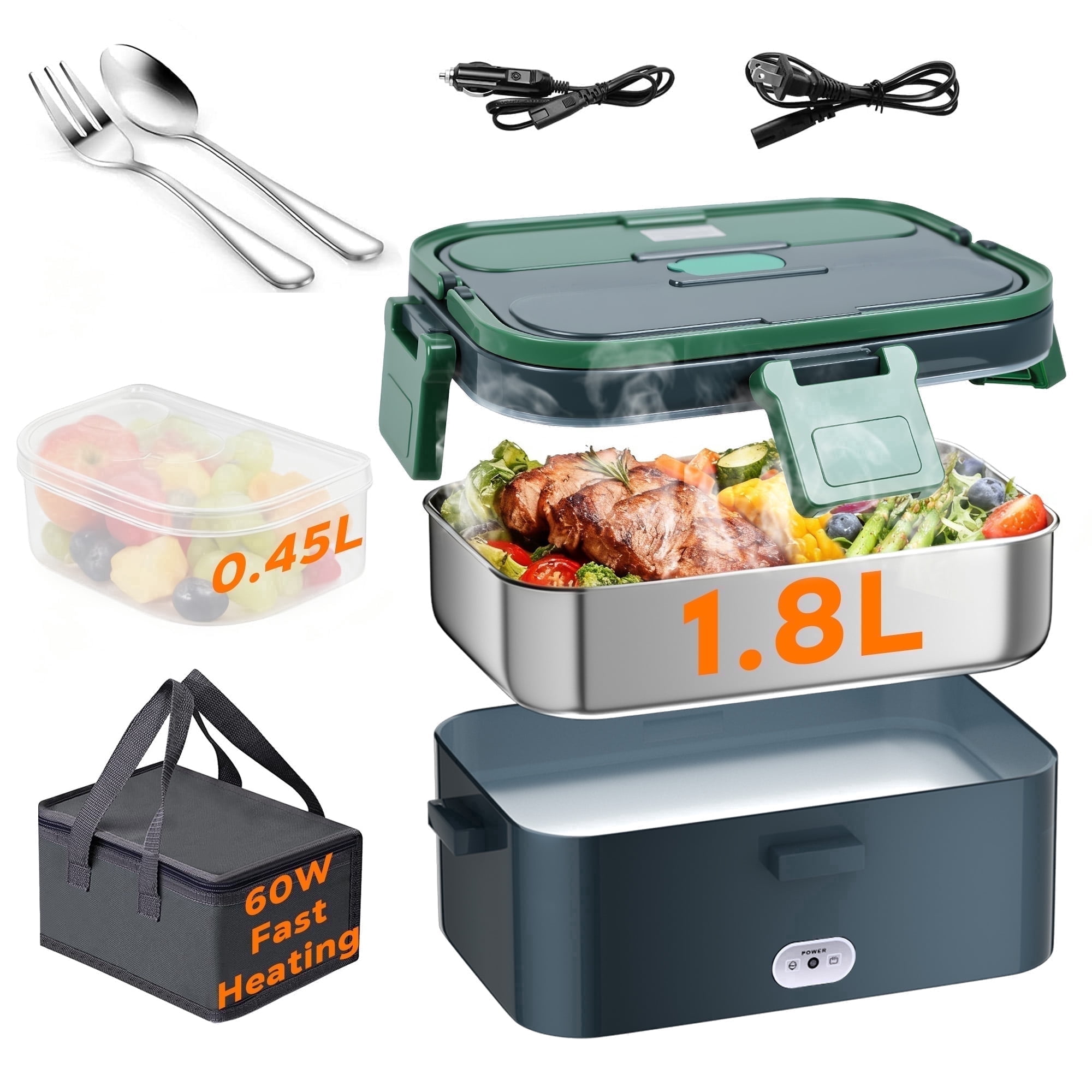 Riousery Electric Lunch Box 1.8L, 60W Portable Food Heater for Car ...