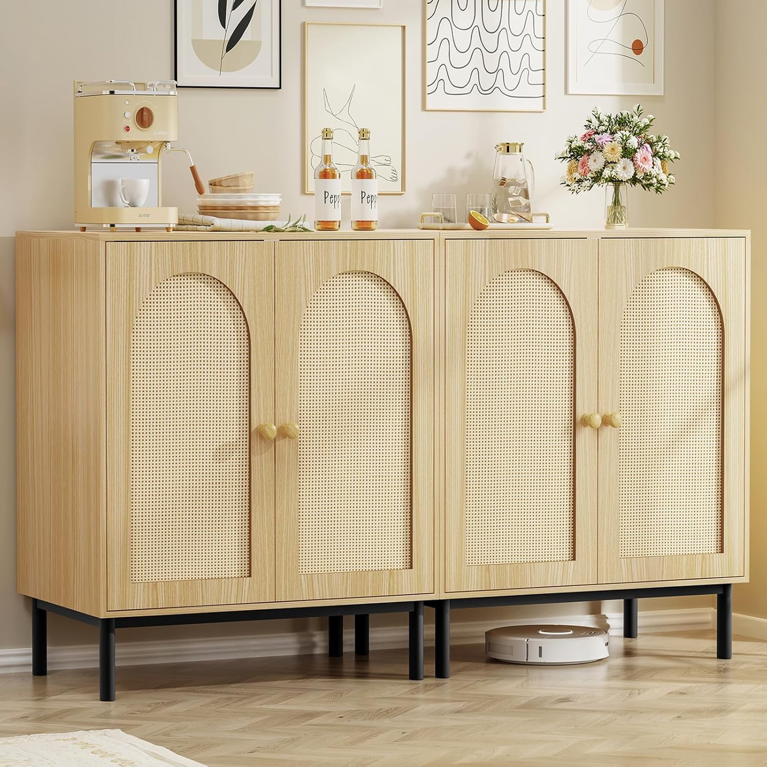 WEENFON Storage Cabinet, Sideboard Buffet Cabinet with Shelf & Doors ...
